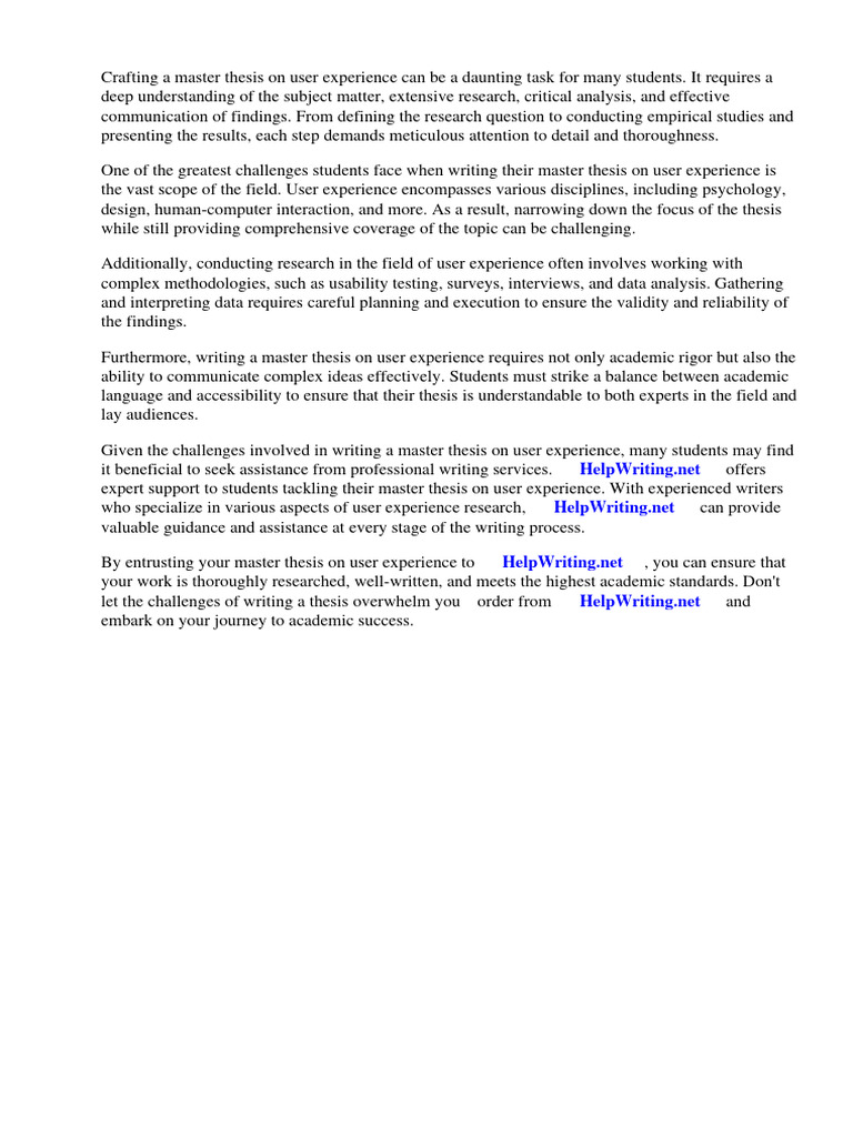 Master Thesis User Experience | PDF | User Experience | Experience