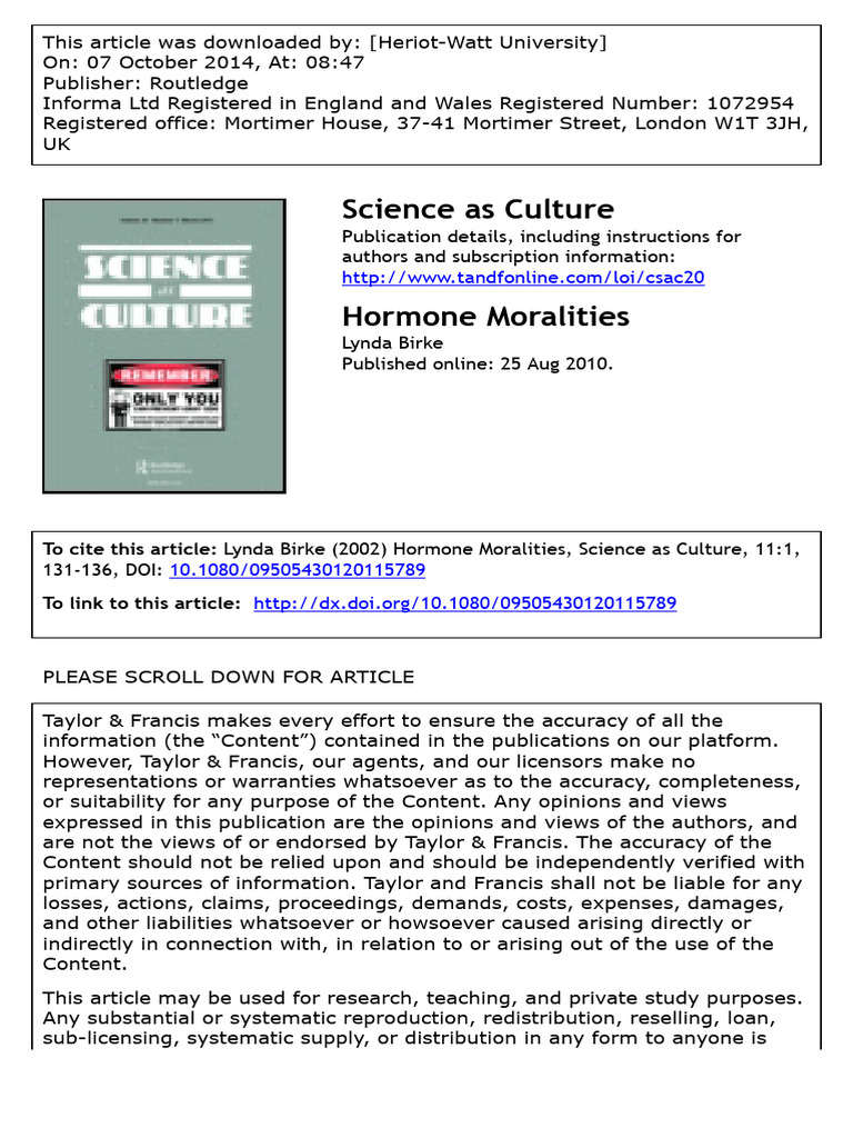 Birke Hormone Moralities 2002 | PDF | Genetics | Forgiveness