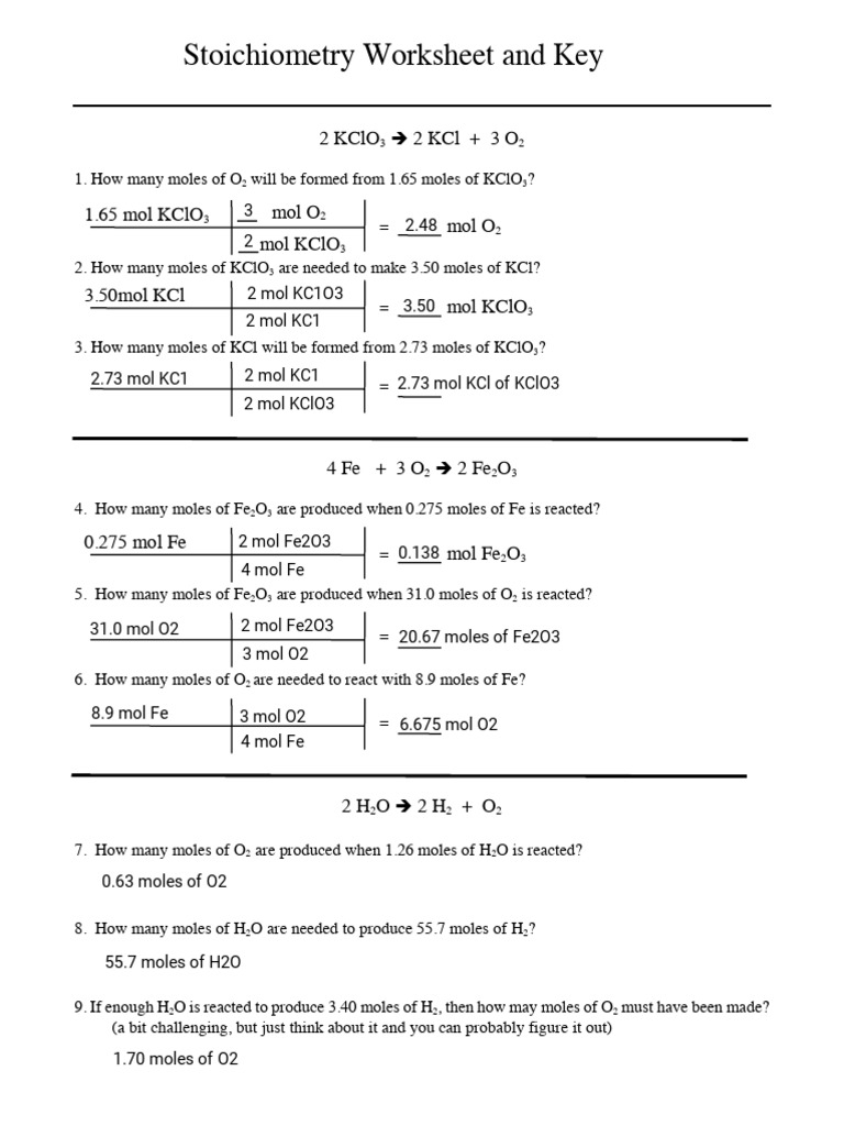 Stoichiometry Practice Problems | PDF | Science & Mathematics ...