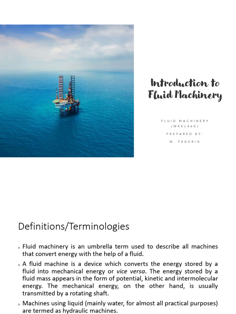 Overview of Fluid Machinery Types | PDF | Pump | Turbomachinery