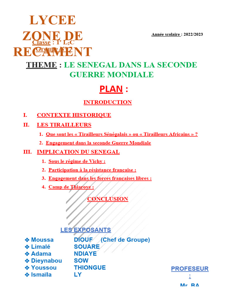 Le Sénégal et la Seconde Guerre mondiale | PDF | France de Vichy | Axe ...
