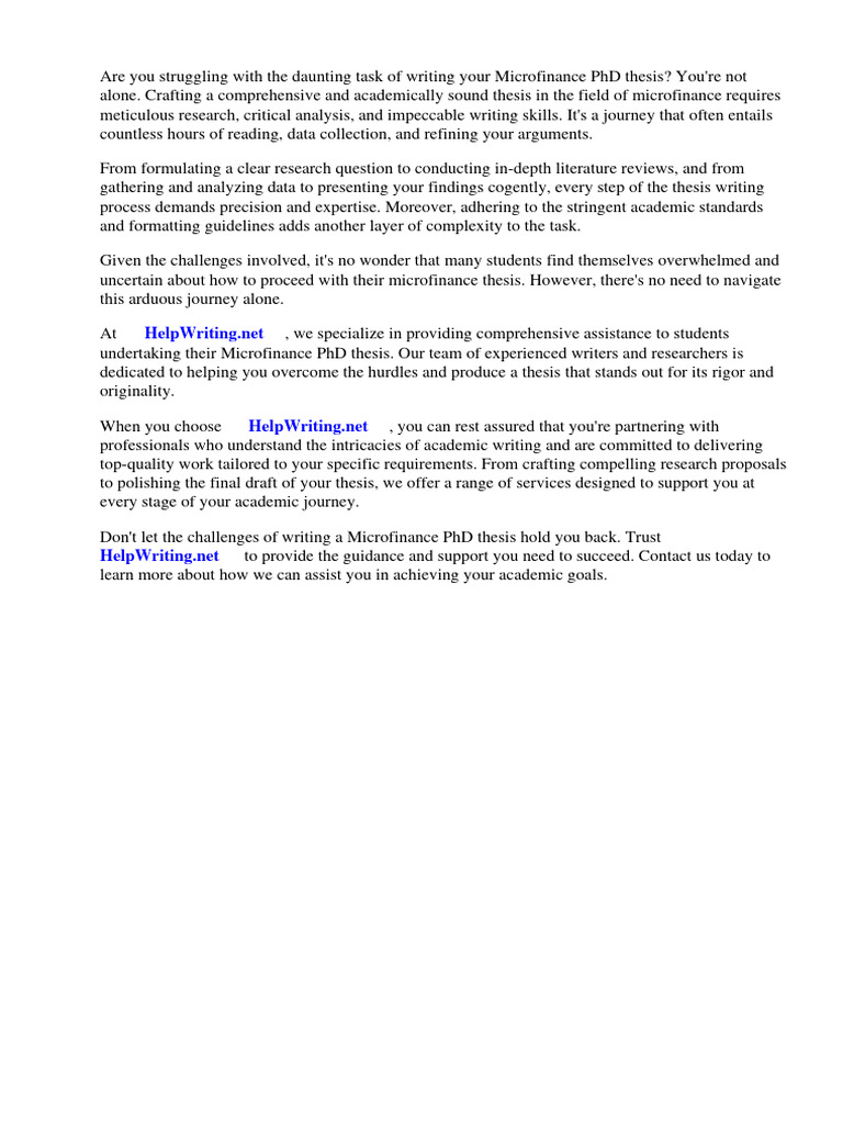 Microfinance Phd Thesis PDF | PDF | Microfinance | Poverty