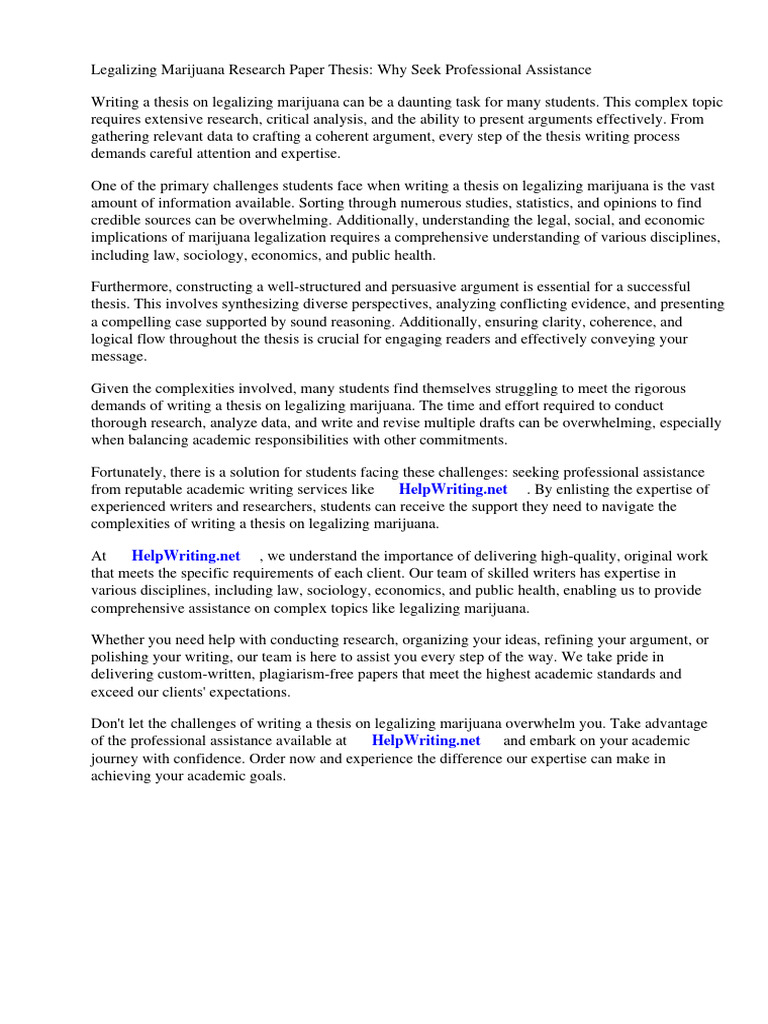Legalizing Marijuana Research Paper Thesis | PDF | Cannabis (Drug ...
