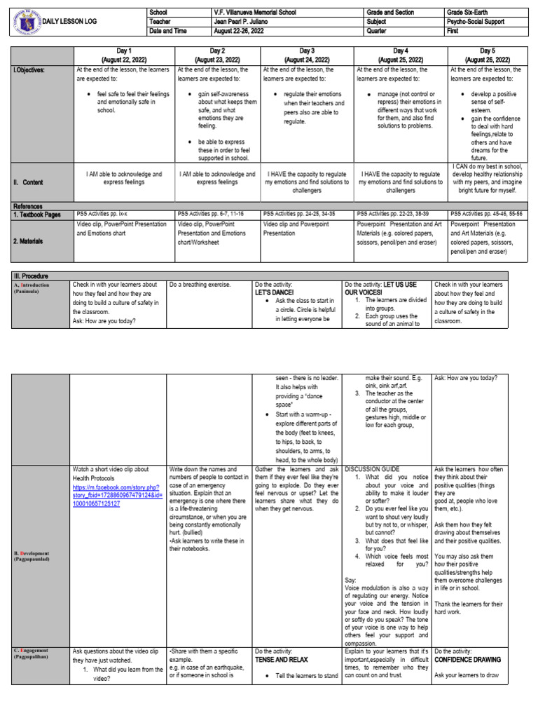 DLL Q1 W1 Pfa | PDF | Learning | Psychology