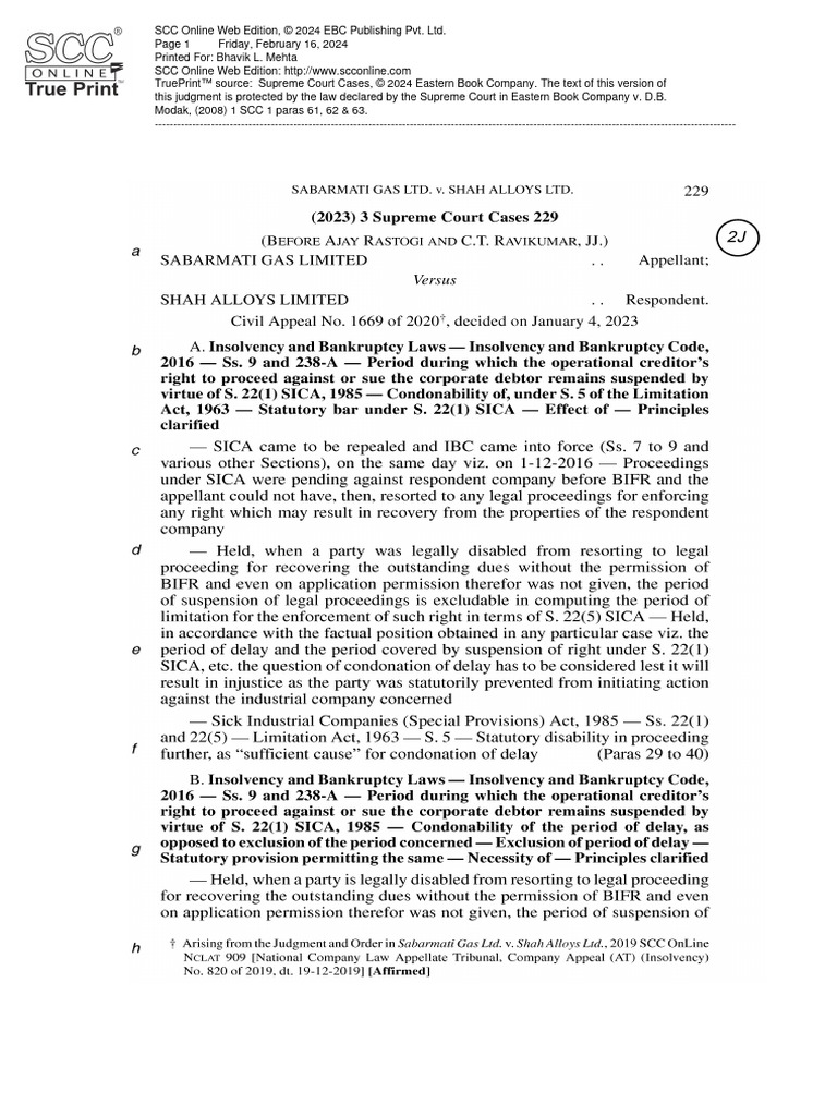 Sabarmati Gas Ltd. v. Shah Alloys LTD., (2023) 3 SCC 229 | PDF ...