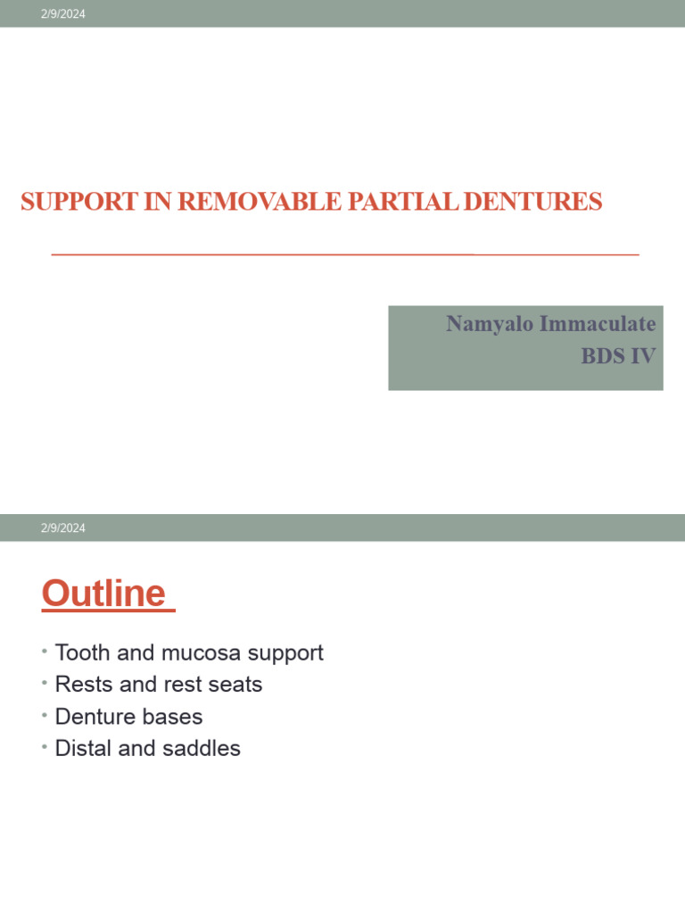 Support in Removable Partial Dentures | PDF | Dentures | Dentistry Branches
