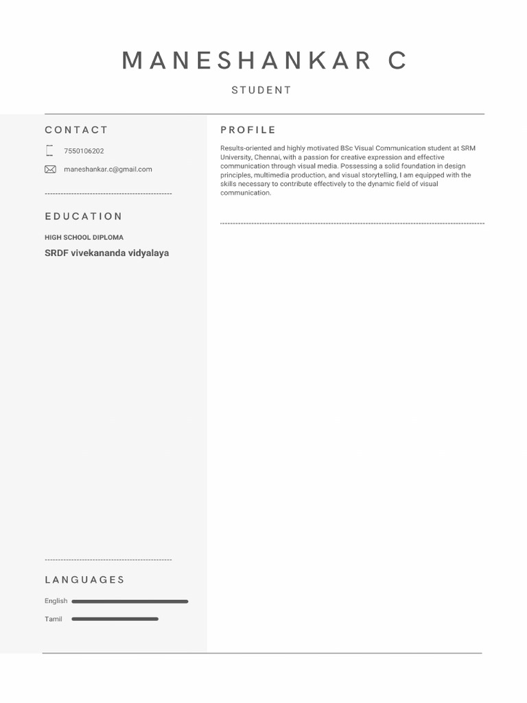 Minimalist White and Grey Professional Resume | PDF