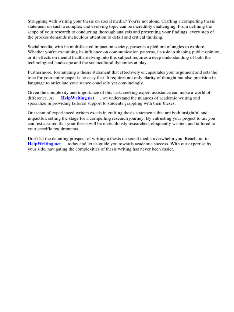 Thesis Statement Example On Social Media | Download Free PDF | Social ...
