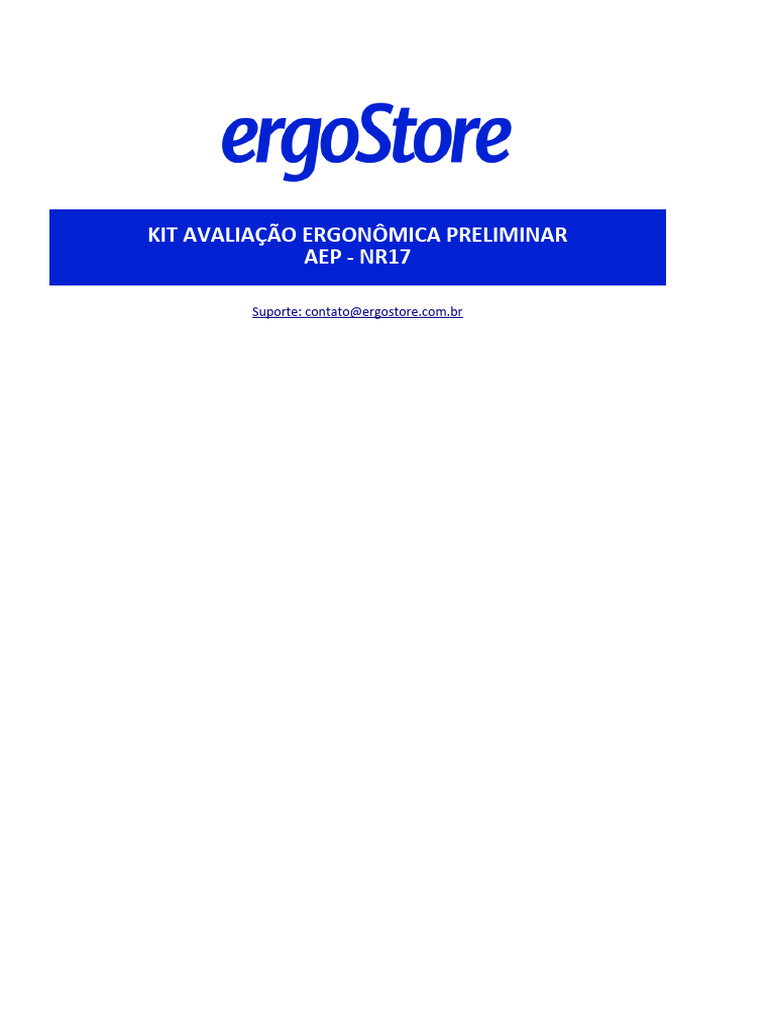 Kit Avaliacao Ergonomica Preliminar Autoria Ergostore | PDF | Microsoft Excel | Microsoft