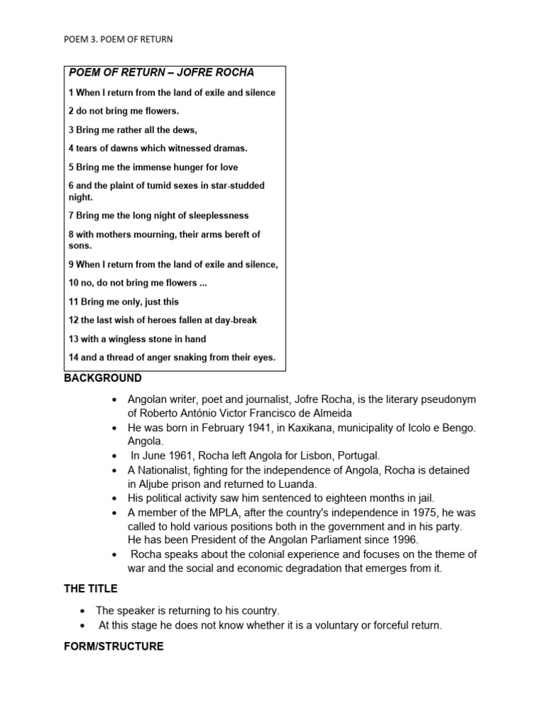 poem of return notes | PDF | Poetry | Sonnets