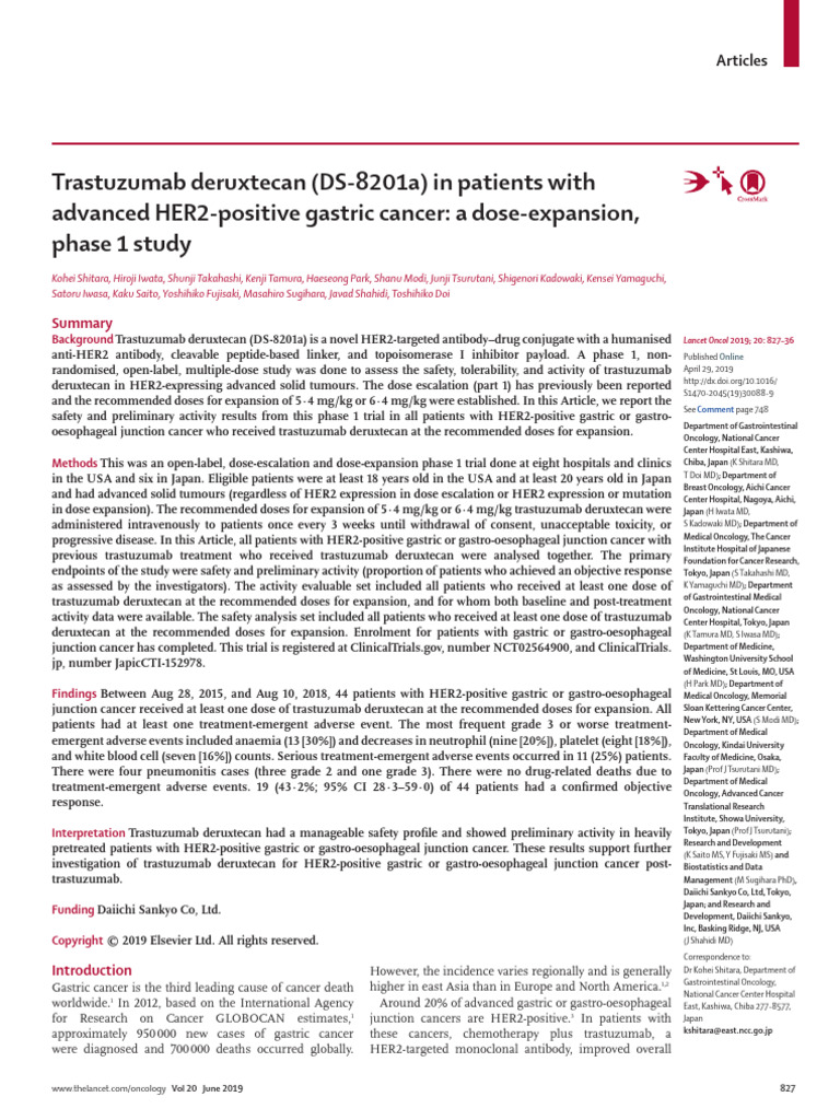 Trastuzumab Deruxtecan (DS-8201a) in Patients With Advanced HER2 ...