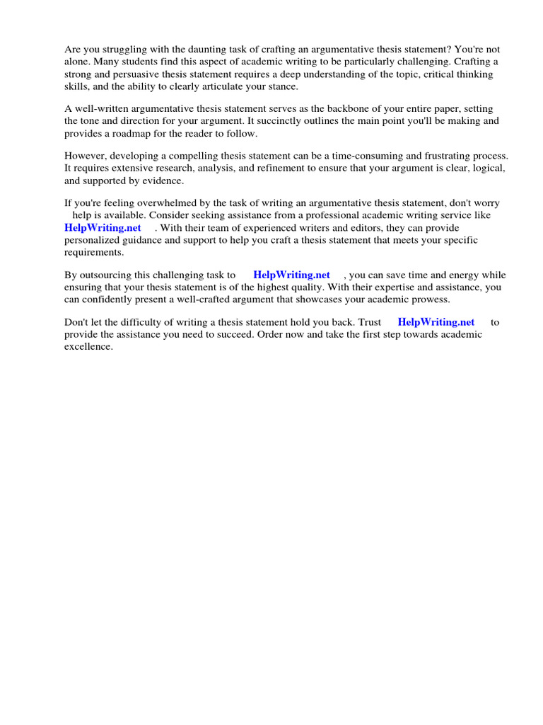 Argumentative Thesis Statement Definition | PDF | Essays | Argument
