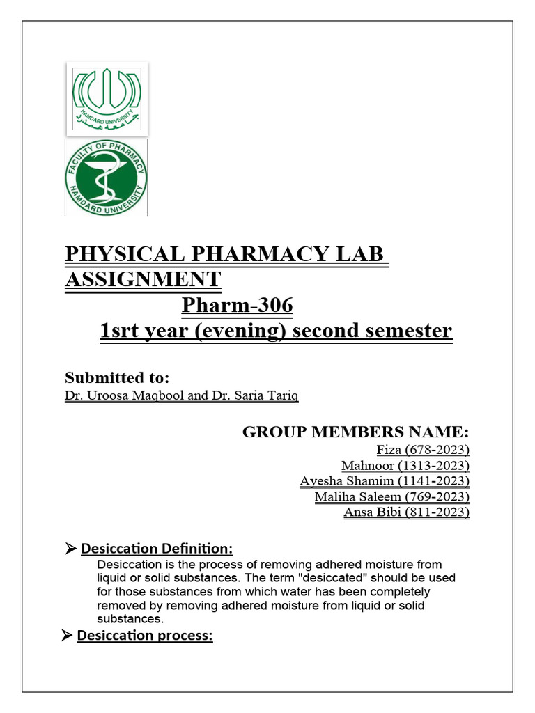 Physical Pharmacy Lab Assignment | Download Free PDF | Materials | Chemical Compounds