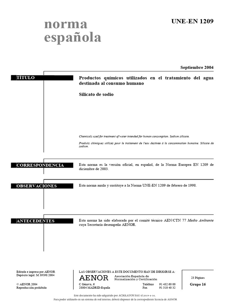 Nen N 101 | PDF | Ácido | Mercurio (Elemento)