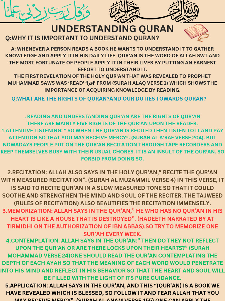 Why It Is Important To Understand Quran | PDF | Quran | Islam