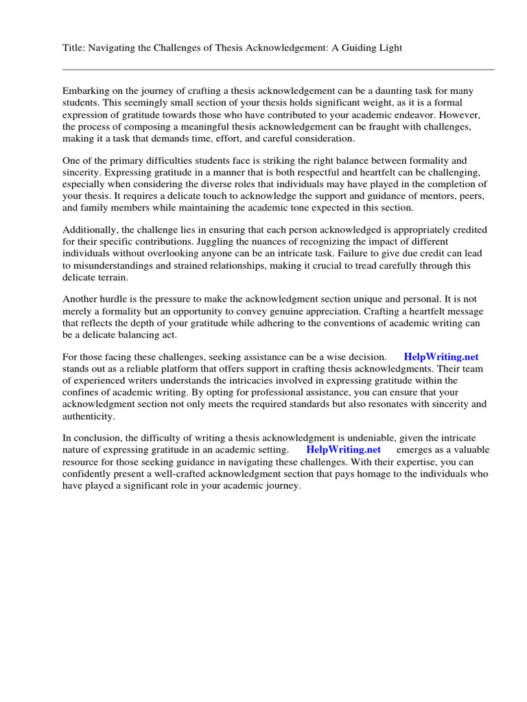 How To Write A Thesis Acknowledgement | PDF | Thesis | Doctor Of Philosophy