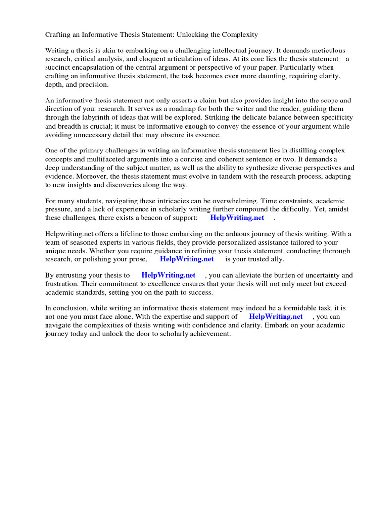 Writing An Informative Thesis Statement | Download Free PDF | Essays ...