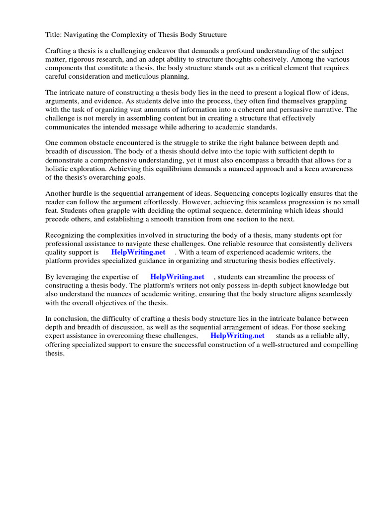 Thesis Body Structure | PDF | Thesis | Essays