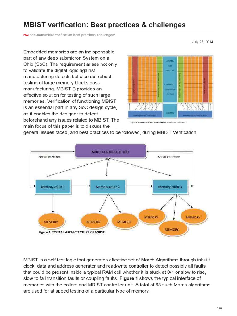 MBIST Verification Best Practices Challenges | PDF | System On A Chip | Computer Memory