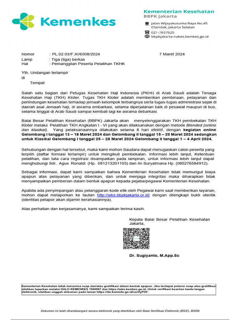 surat pemanggilan peserta TKHK | PDF