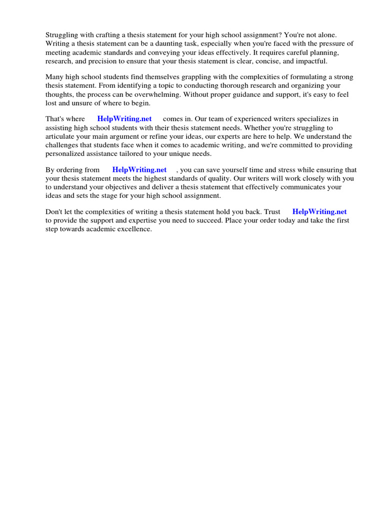 Thesis Statement Examples High School | PDF | Essays | Thesis