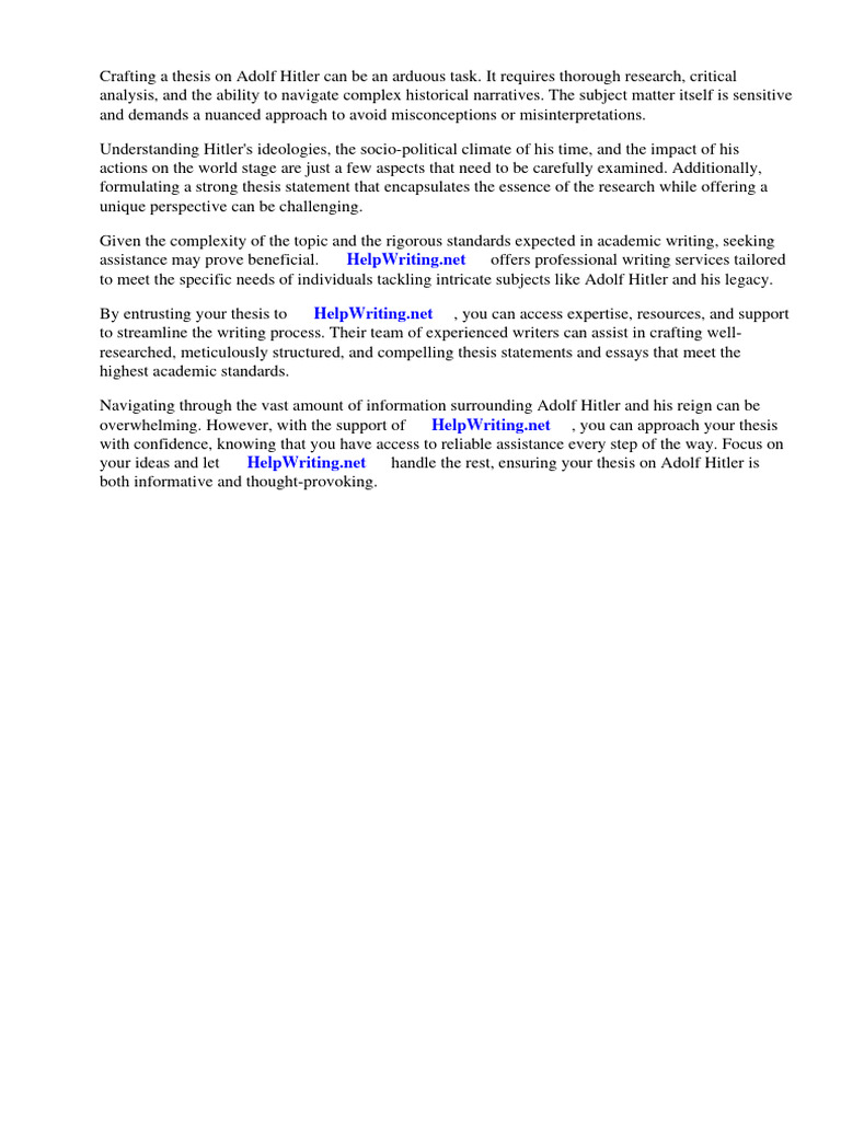 Adolf Hitler Thesis Statements Essays | Download Free PDF | Adolf ...