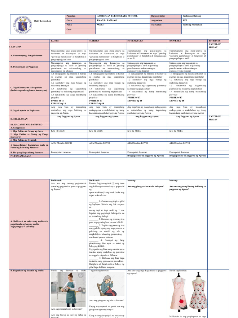 DLL Week 7-q3 Epp 5 | PDF