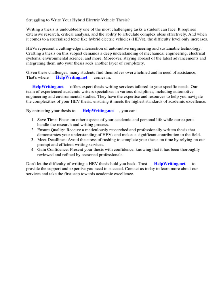 Hybrid Electric Vehicle Thesis | PDF | Electric Vehicle | Hybrid ...