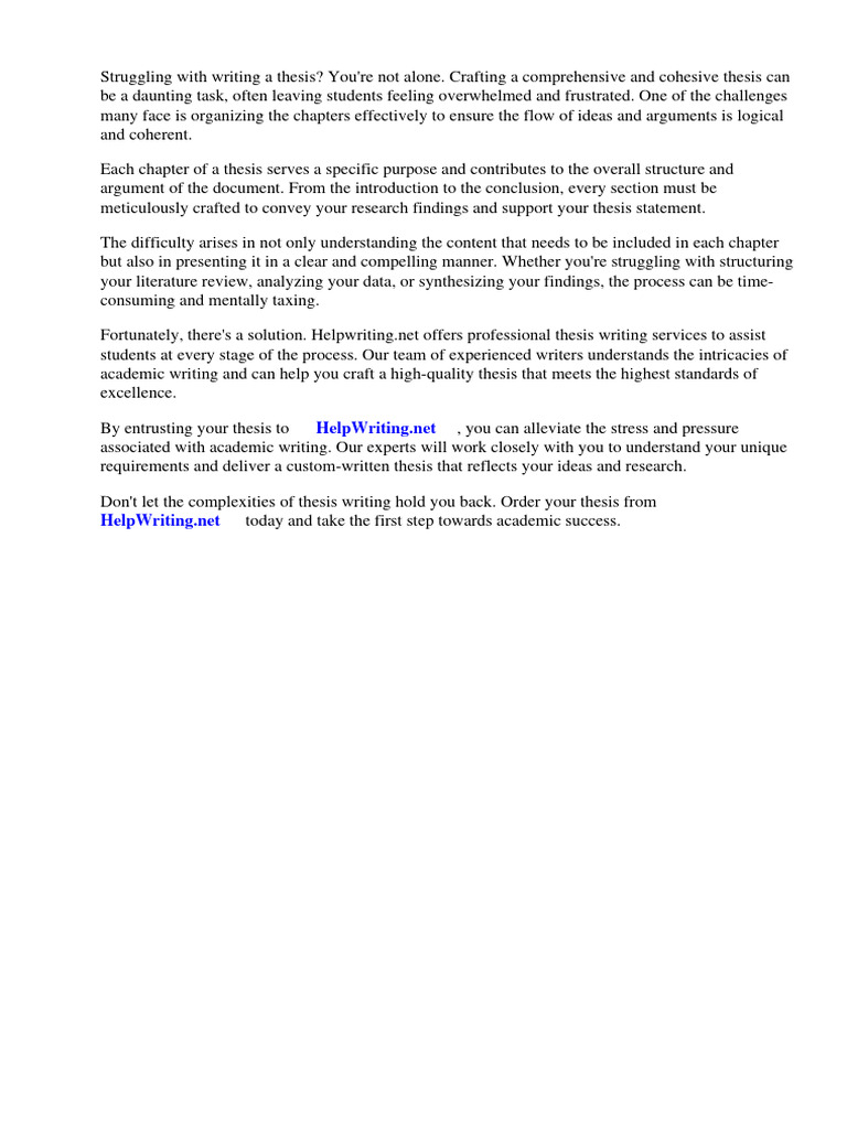 Thesis Order of Chapters | PDF | Thesis | Qualitative Research