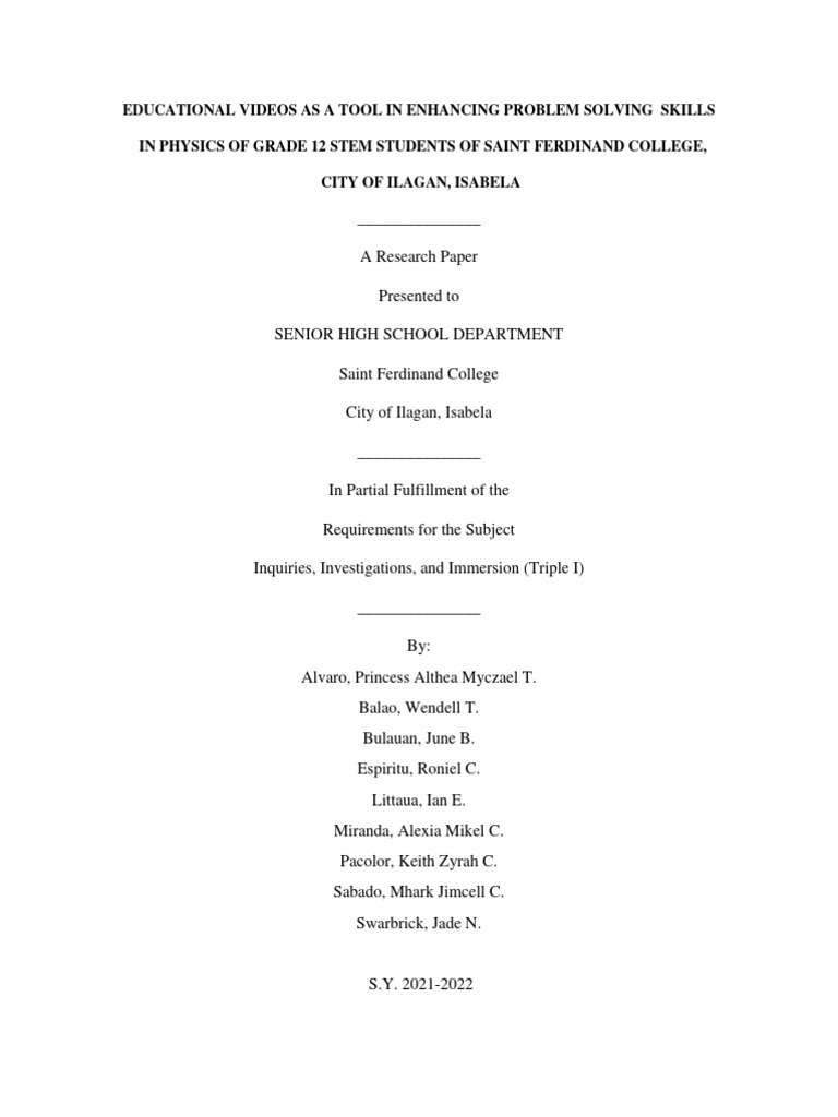 Triple I Final Manuscript Humss 2024 | PDF