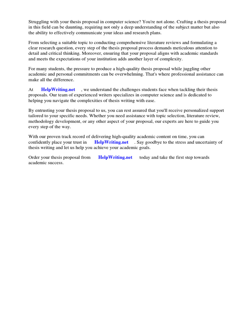 Thesis Proposal Sample Computer Science | PDF | Thesis | Science