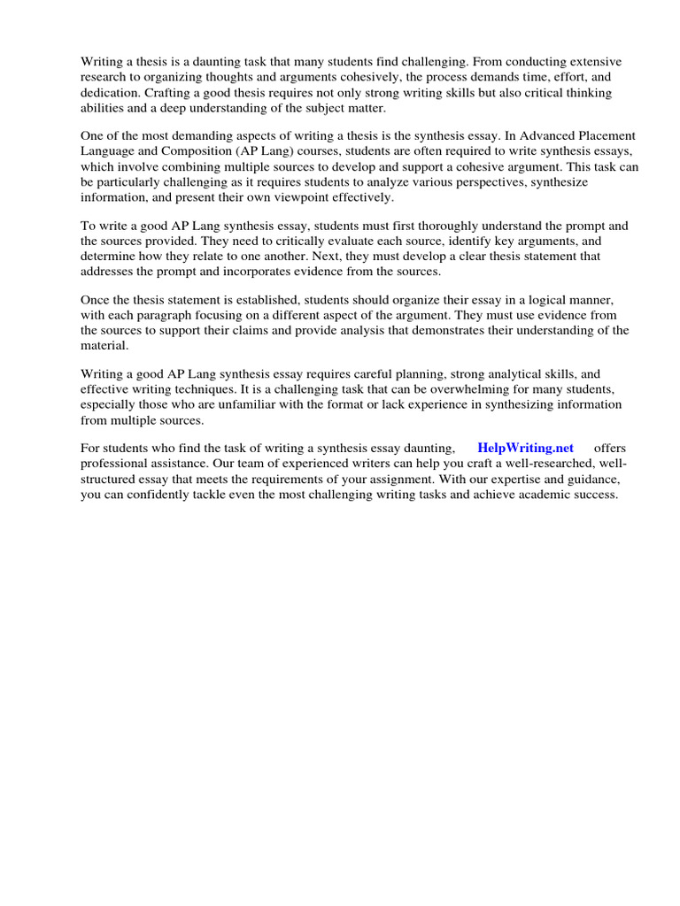 How To Write A Good AP Lang Synthesis Essay | PDF | Essays | Dialectic