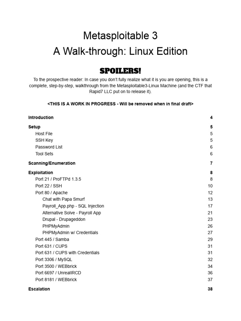 Metasploitable 3 - A Walk-Through - Linux Edition | Download Free PDF | File Transfer Protocol ...
