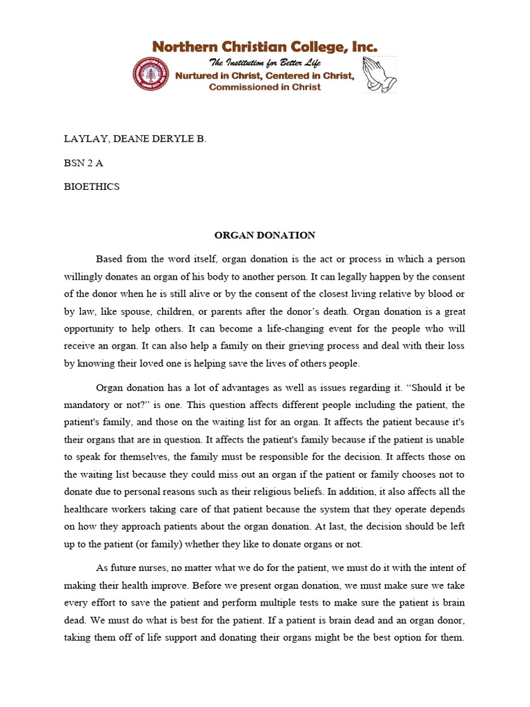 Bioethics Deane | PDF | Organ Donation | Patient