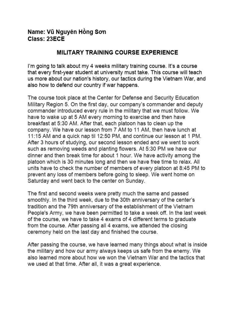 MIlitary Training Course | PDF | Travel