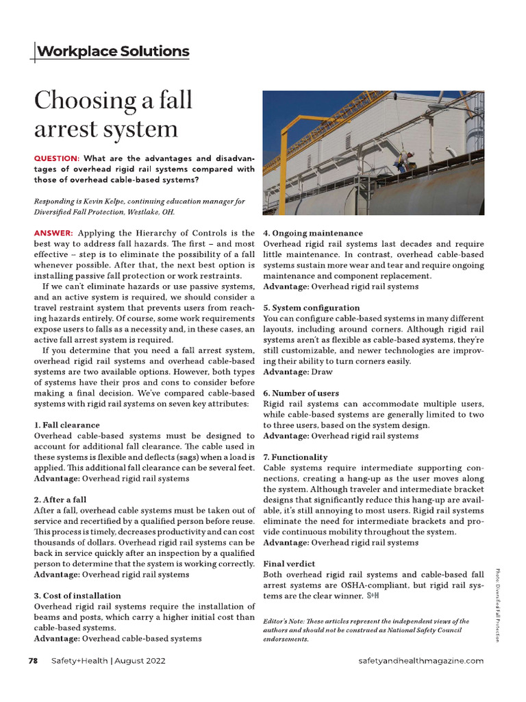 Choosing A Fall Arrest System | PDF