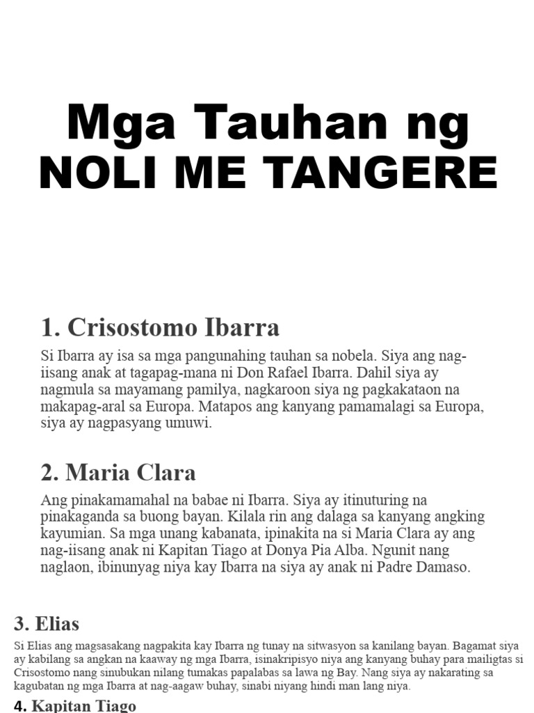 Mga Tauhan NG Noli Me Tangere | PDF