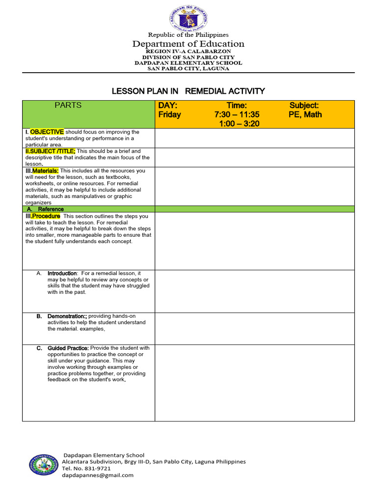 Remedial Activity LP | PDF | Pedagogy | Human Communication