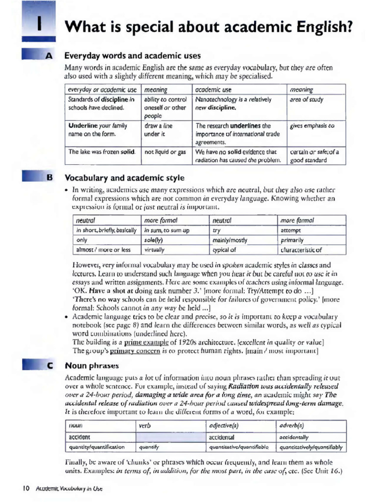 Academic vocabulary in use for IELTS p.10-41 | PDF