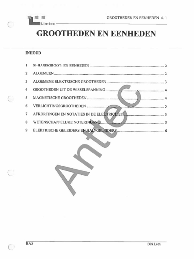 Grootheden en Eenheden | PDF