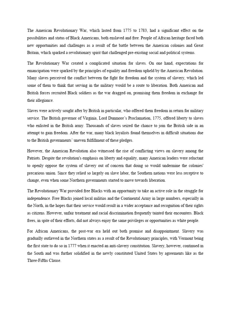 The American Revolutionary War, Assignment 3 | PDF | Slavery | The ...