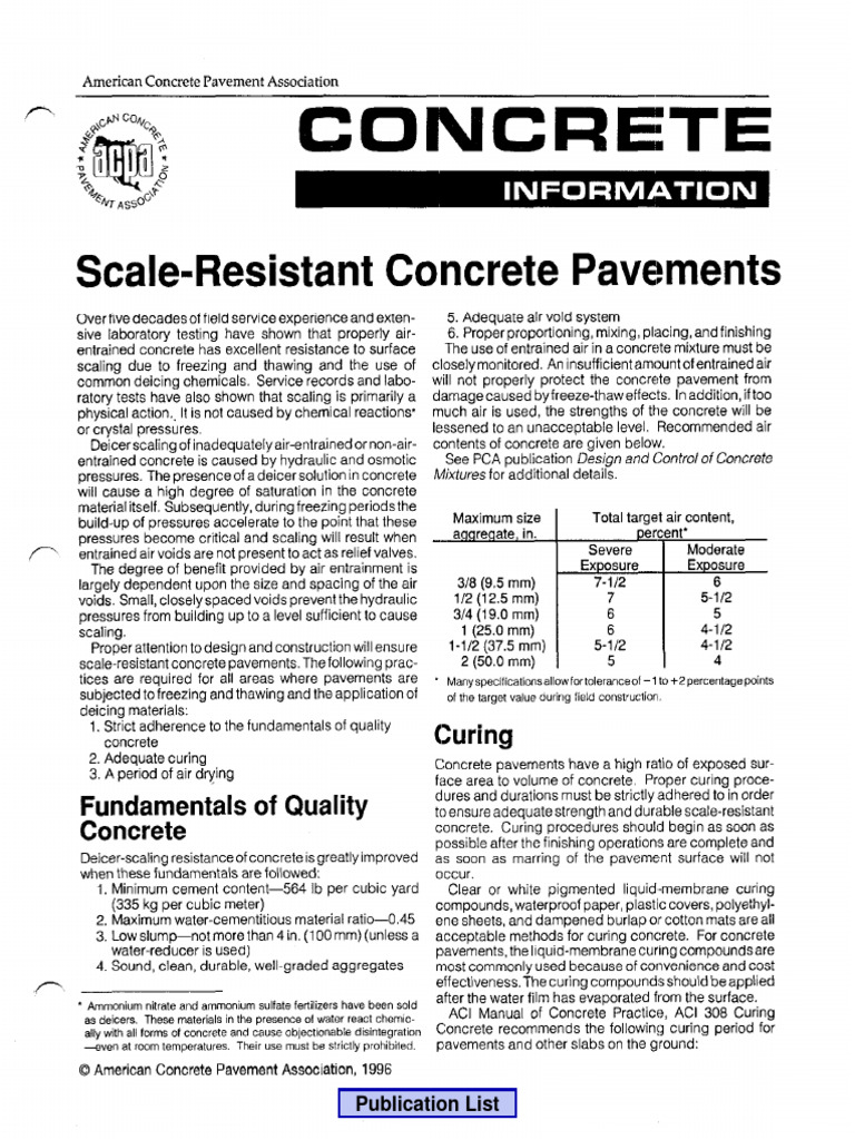 Scale Resistant Concrete Pavements - Is117 | PDF | Concrete | Road Surface