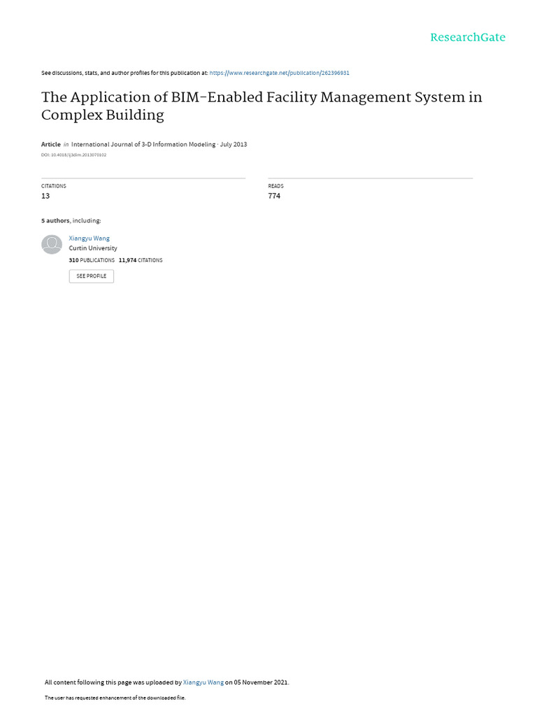 The Application of BIM Enabled Facility Management System in Complex ...