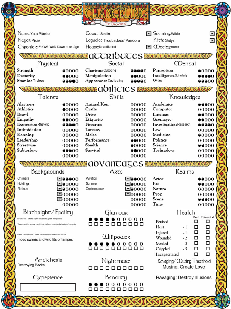 Yara Ribeiro Character Sheet | PDF