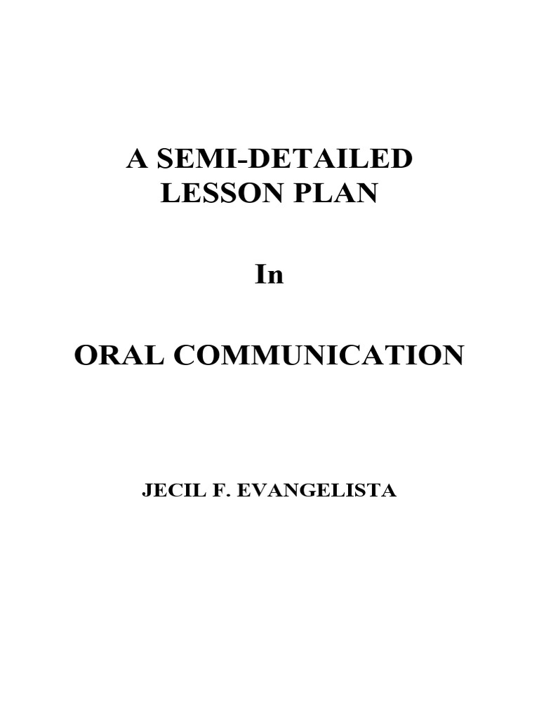 Semi Detailed Lesson Plan | PDF | Nonverbal Communication | Communication