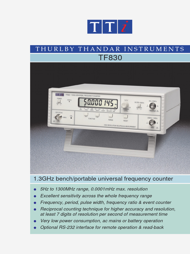 TTI TF830 Data Sheet | PDF | Metrology | Electronics