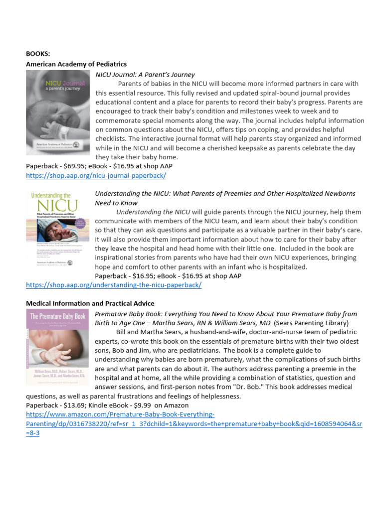 NICU Books Summary | PDF | Neonatal Intensive Care Unit | Preterm Birth