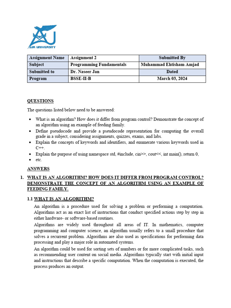Assignment 2 PF | PDF | Algorithms | Software Engineering