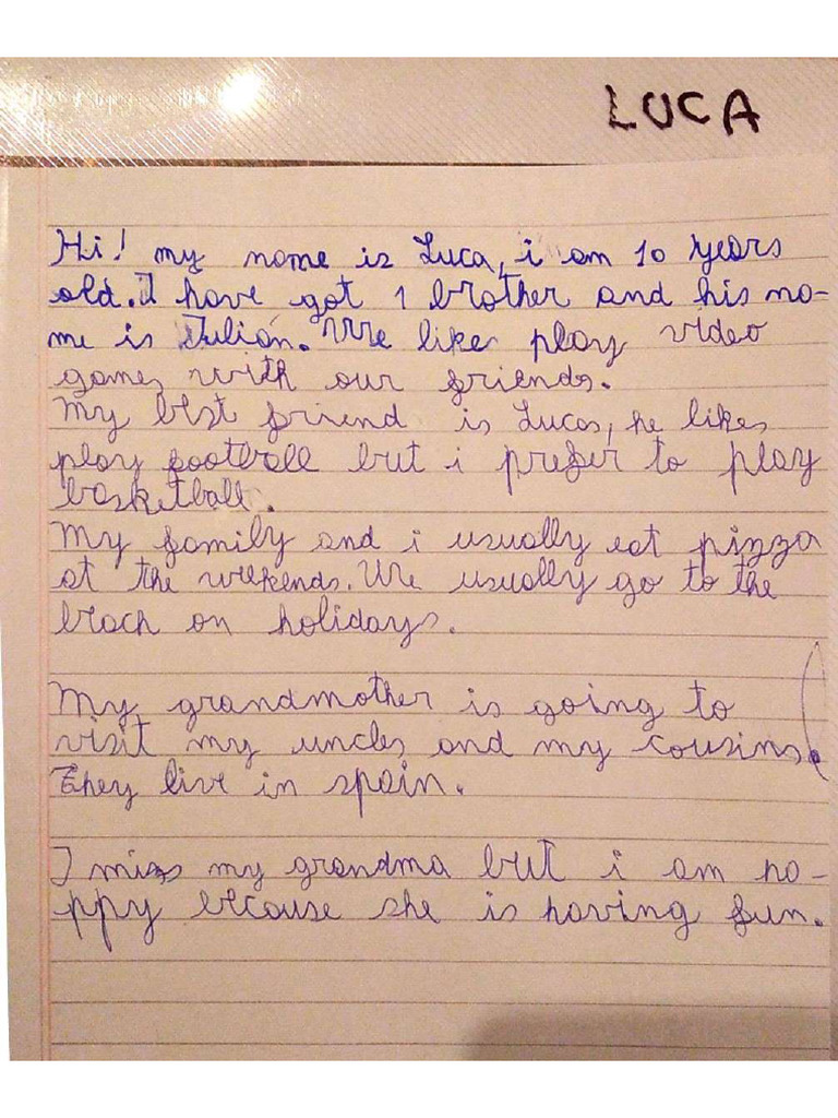 Vocabulary List - Writing Luca | PDF