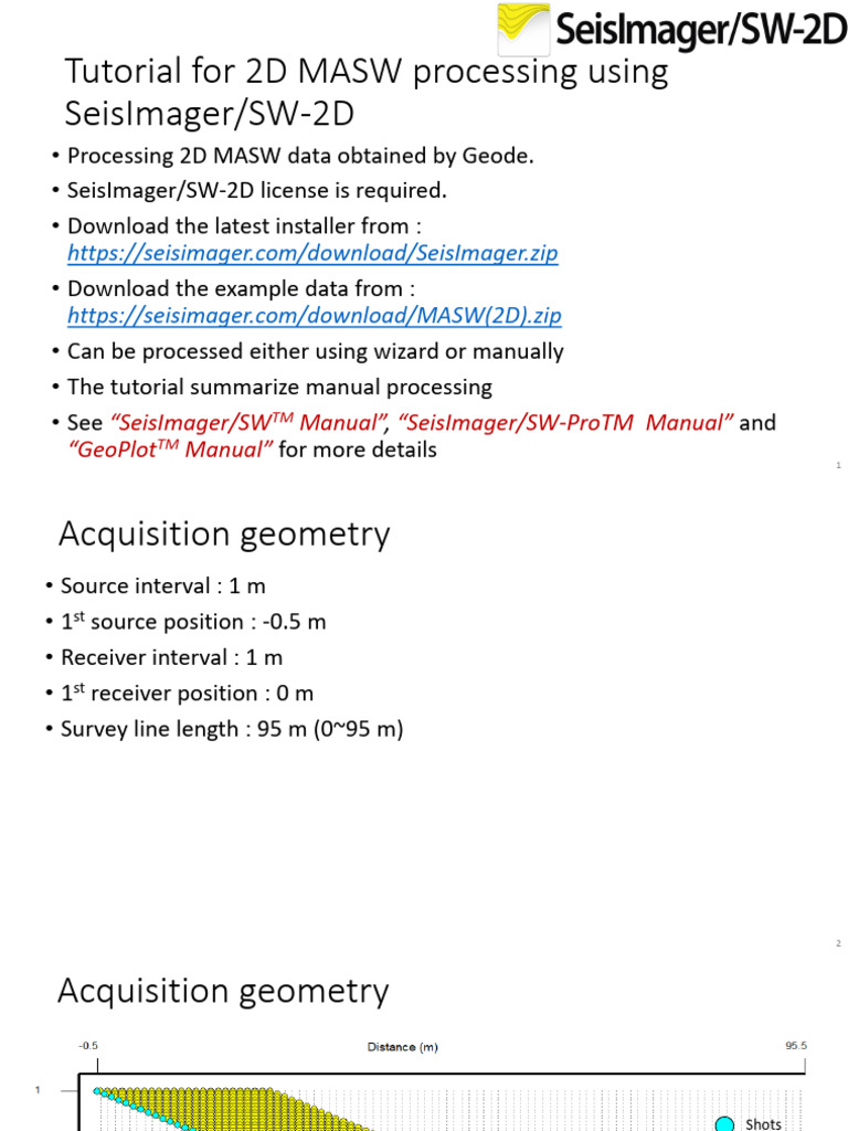 Tutorial (2D MASW) Seisimager | PDF | Computers